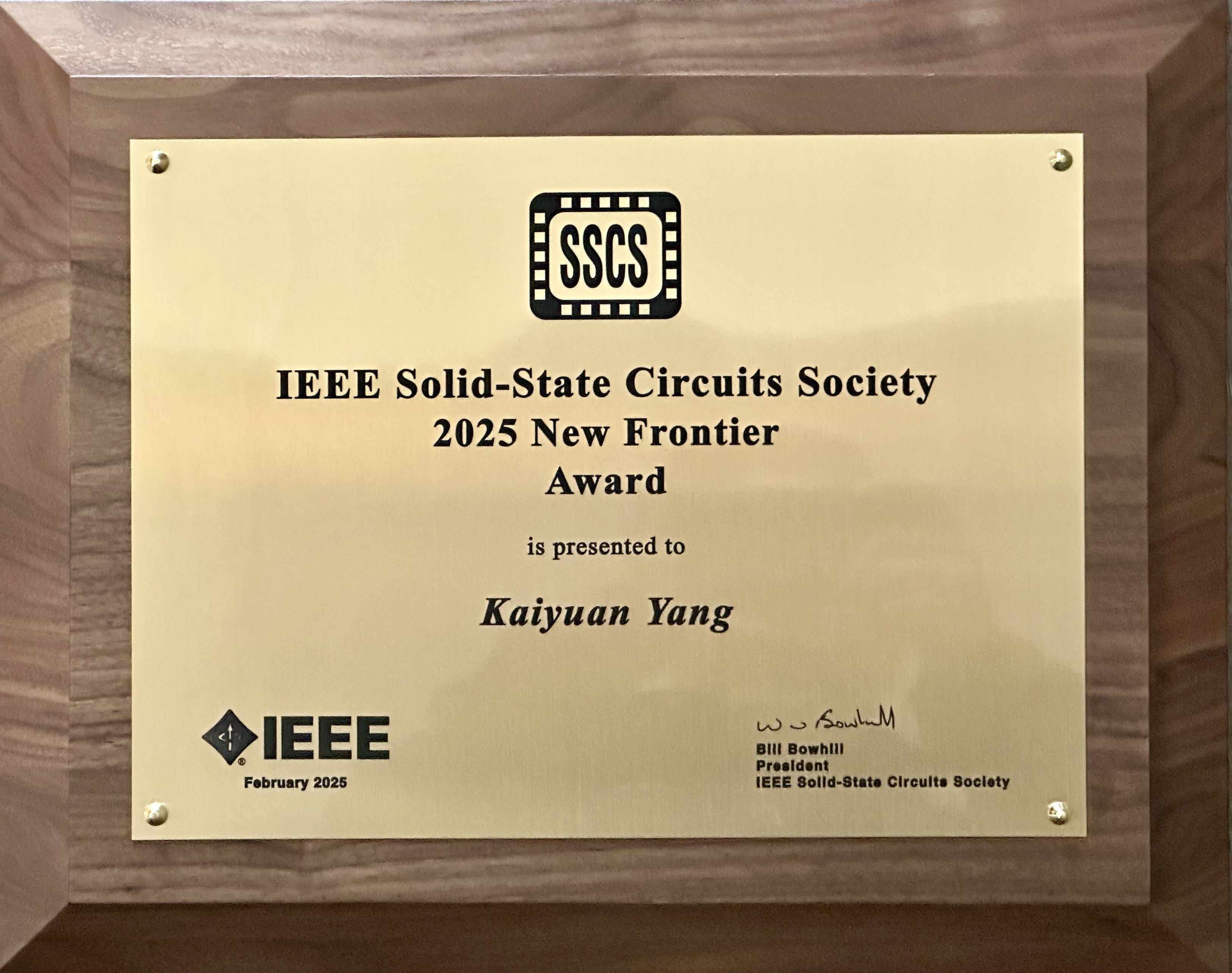 02/2025: Dr. Yang received IEEE Solid-State Circuits Society (SSCS) New Frontier Award! | SIMS ...